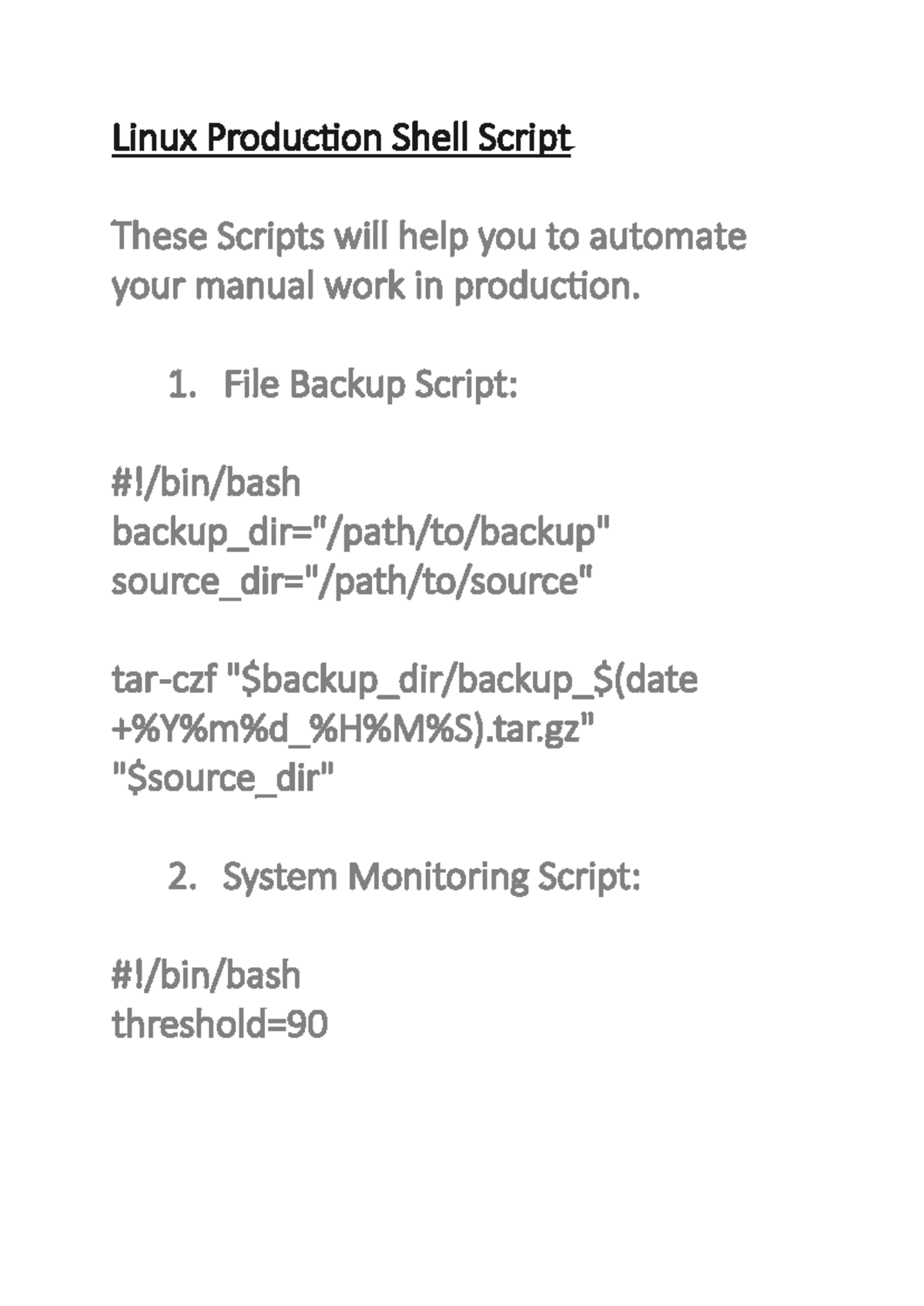 Linux-scripts - Summary cloud computing - Linux Production Shell Script ...