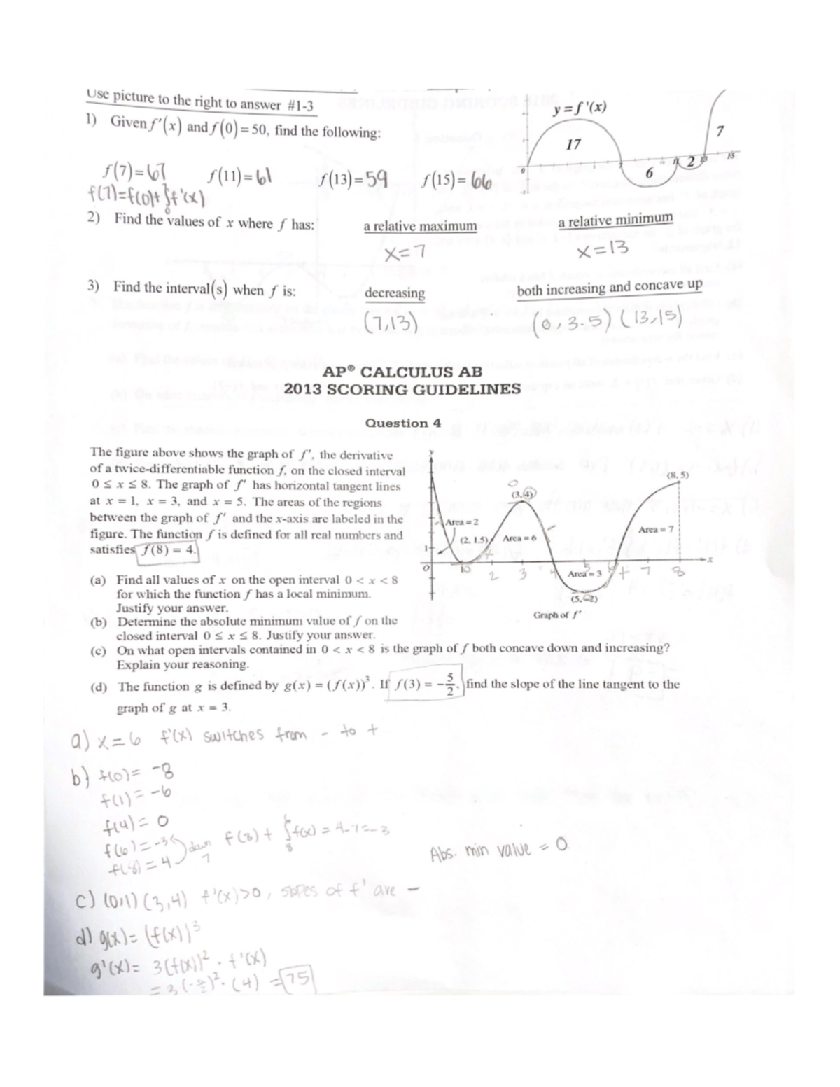 WS Interpreting The Graph Of f'(x) - Studocu