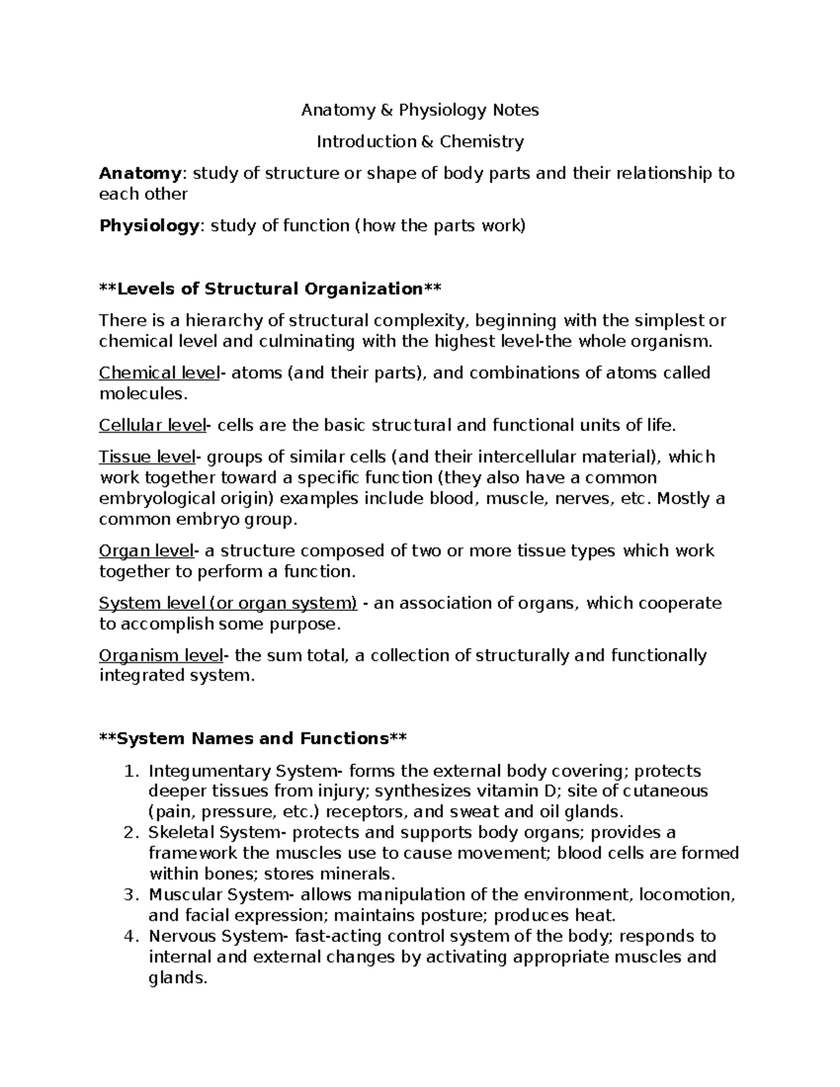 A&P Unit 1 - Course instructed by Dr. Brian Scoggins - Anatomy ...