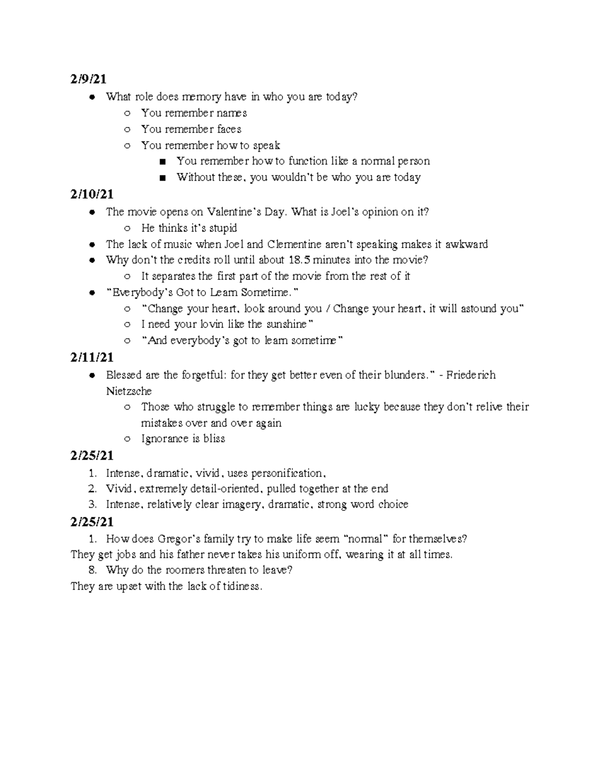 Essay 5000 - eee - 2/9/ What role does memory have in who you are today ...