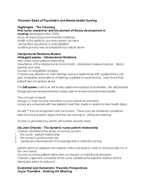 Psychiatric and Mental Health Nursing - PSYCHIATRIC AND MENTAL HEALTH ...