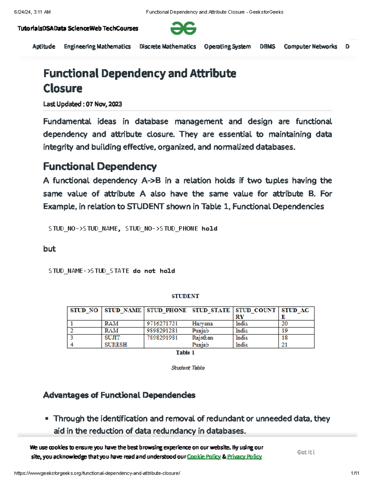 Functional Dependency And Attribute Closure Geeksfor Geeks