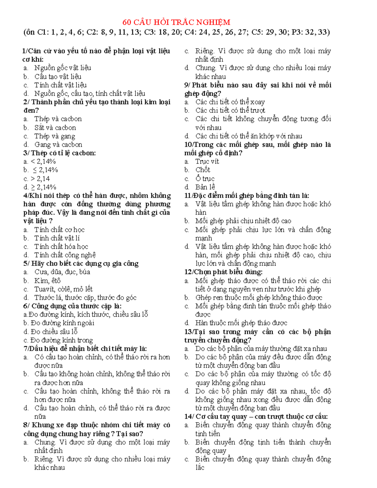 60 câu trắc nghiêm bt - banhang - 60 CÂU HỎI TRẮC NGHIỆM (ôn C1: 1, 2 ...