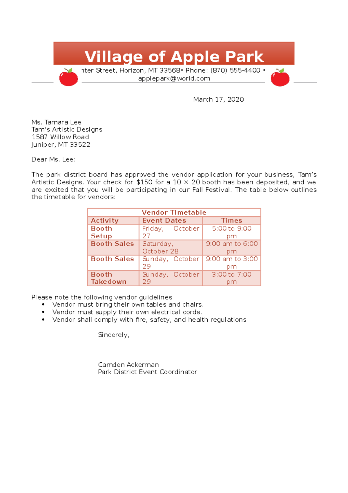 Lee Vendor Letter exercise - End user Application - UiTM - Studocu