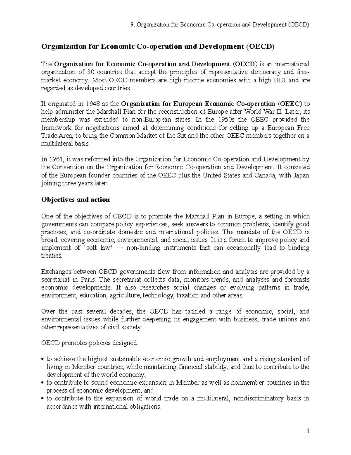 9. OECD - OECD lecture - Organization for Economic Co-operation and ...