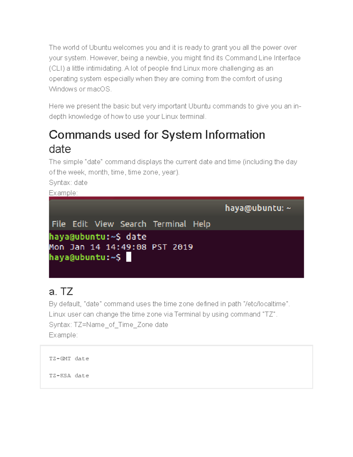 Commands used for System Info - The world of Ubuntu welcomes you and it ...