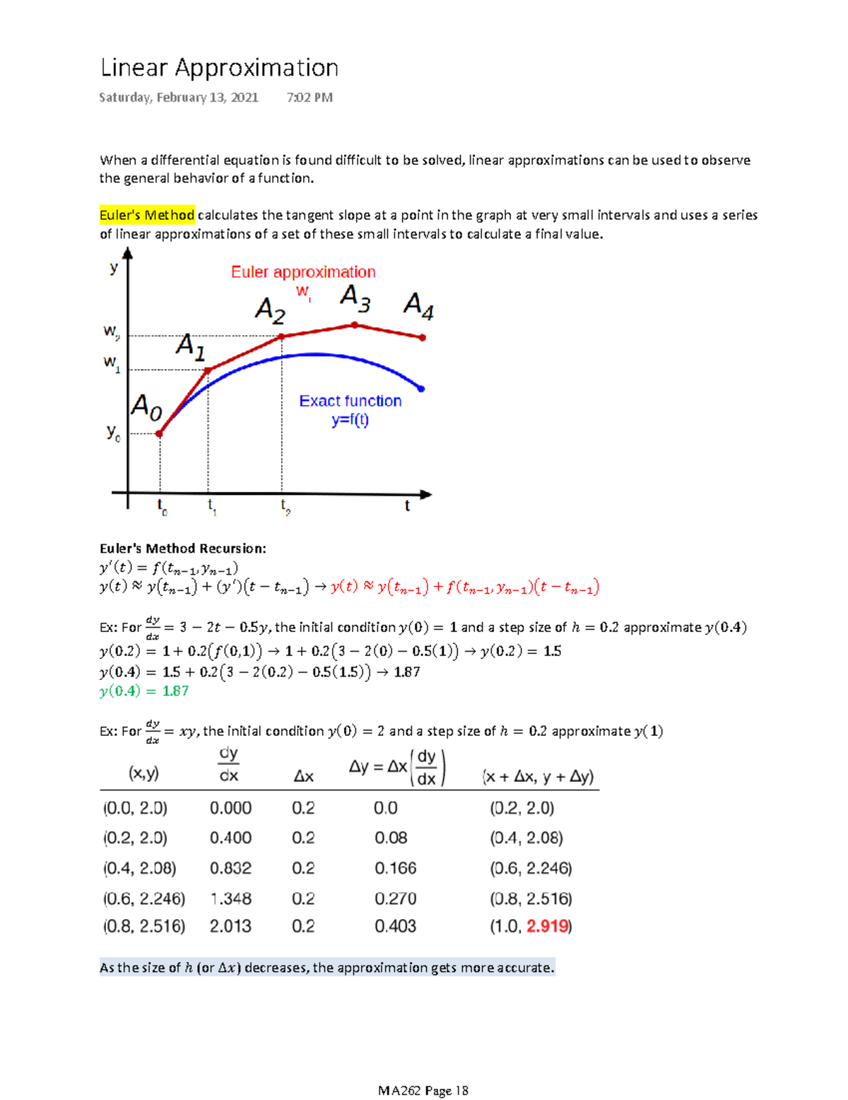 Linear Approximation and Matrices - When a differential equation is ...