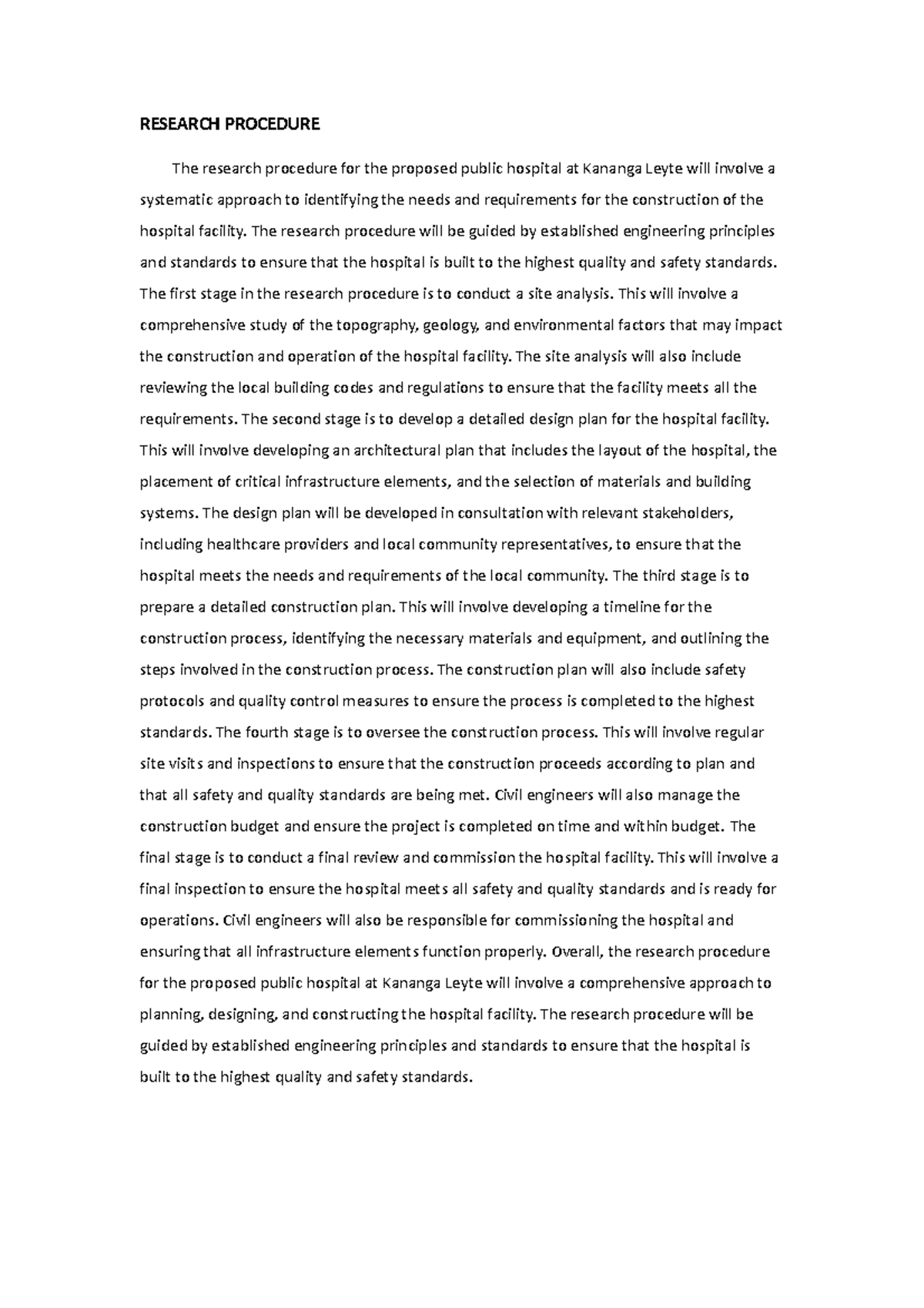 Research Procedure - Research Procedure The Research Procedure For The