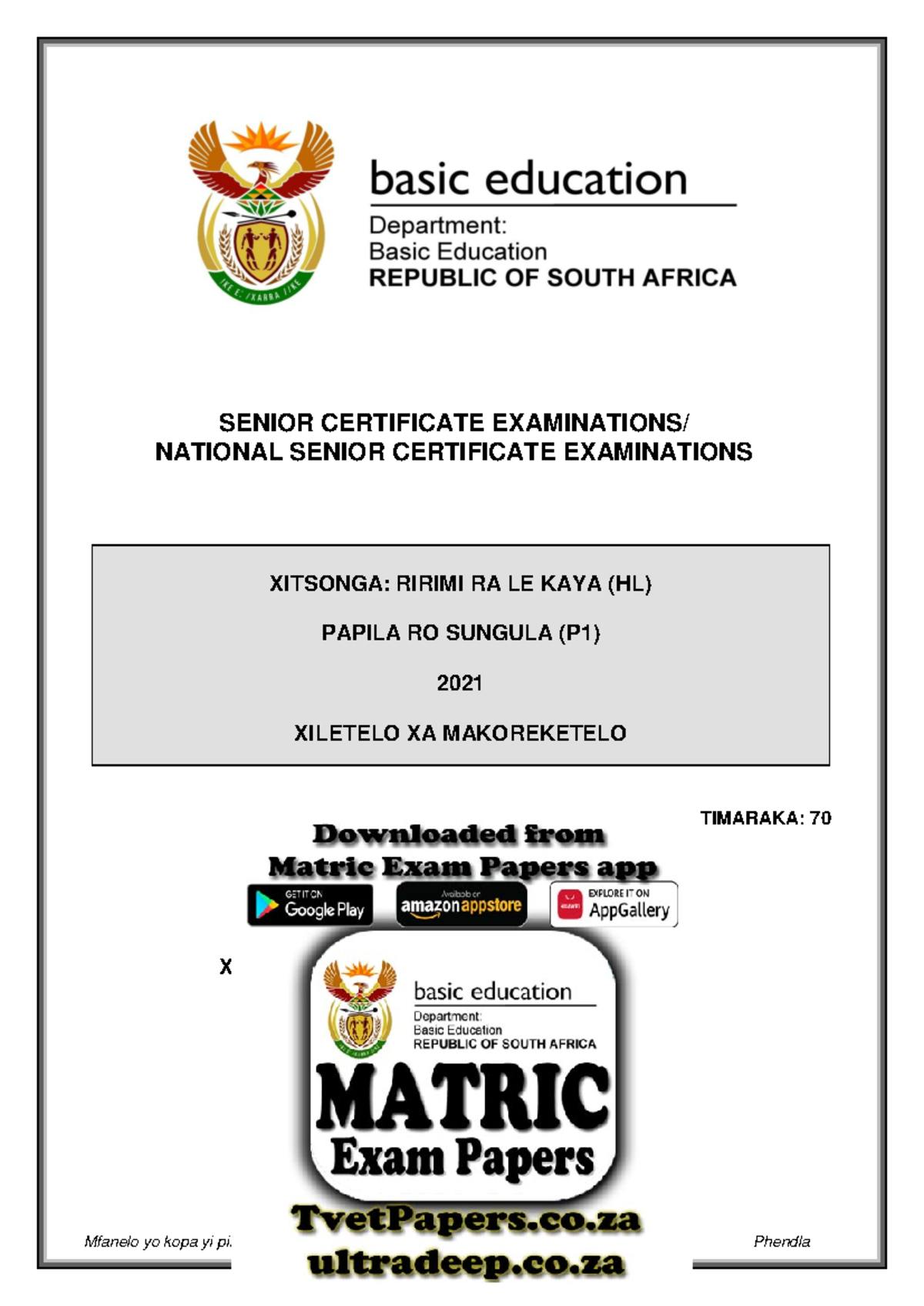 Xitsonga HL P1 May-June 2021 MG - SENIOR CERTIFICATE EXAMINATIONS ...