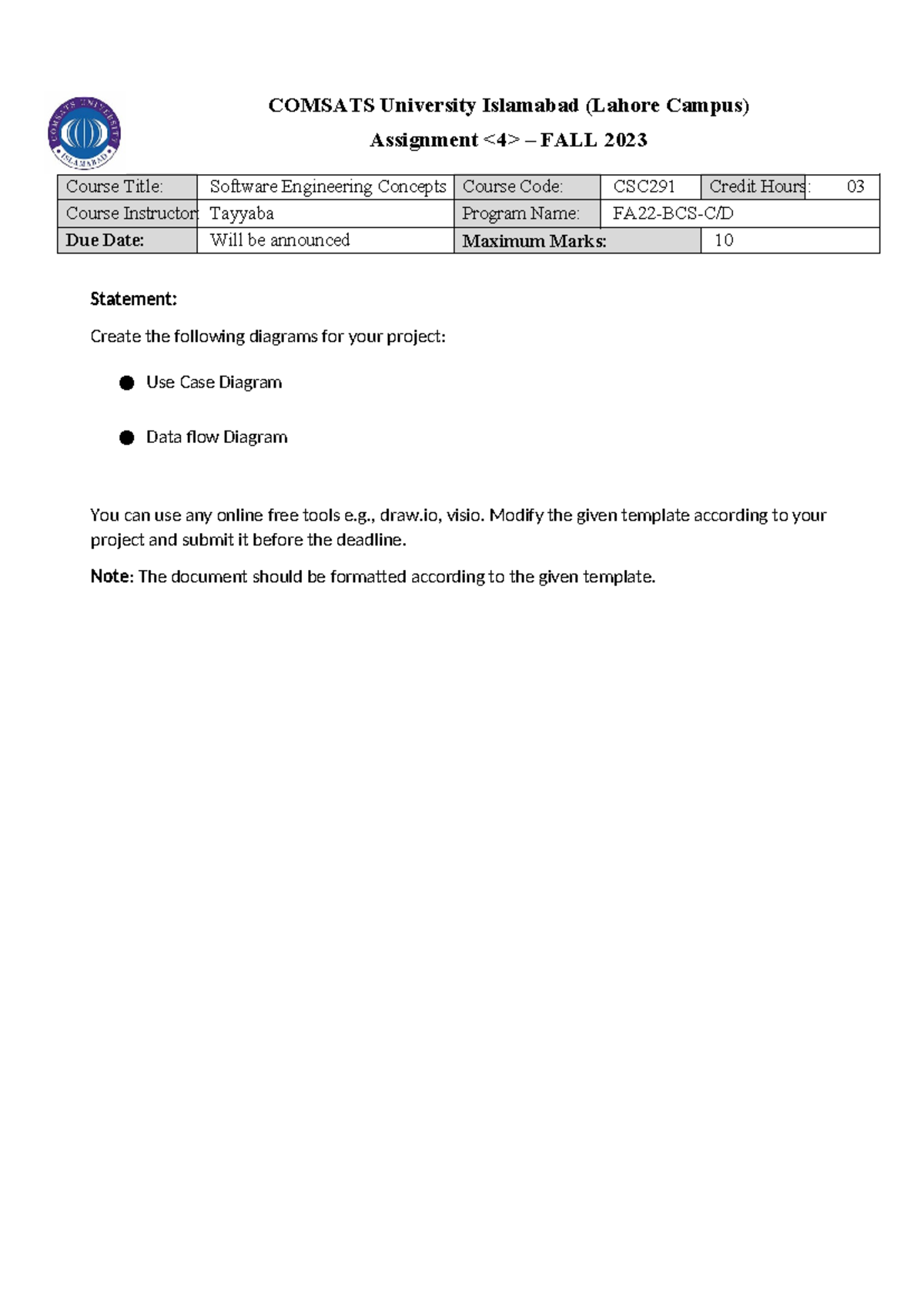 4) Assignment 4 - System Modeling - COMSATS University Islamabad ...