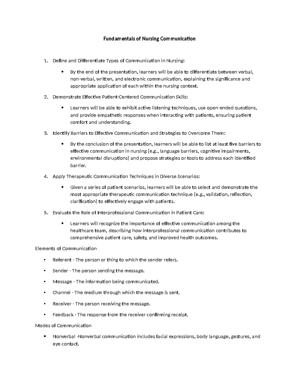 Fundamentals of communication 2 - Fundamentals of Nursing Communication Define and Differentiate ...
