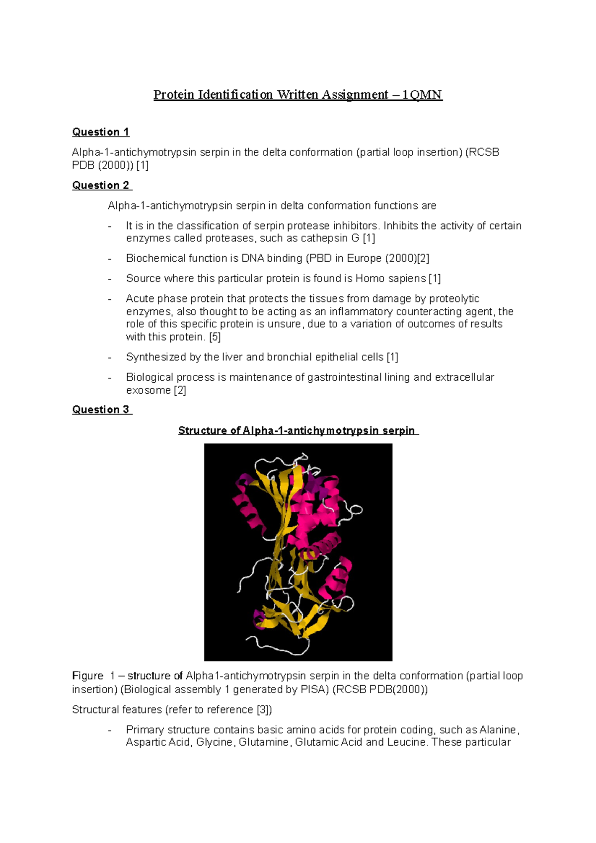 1QMN - FPG - Protein code assignment - Protein Identification Written ...