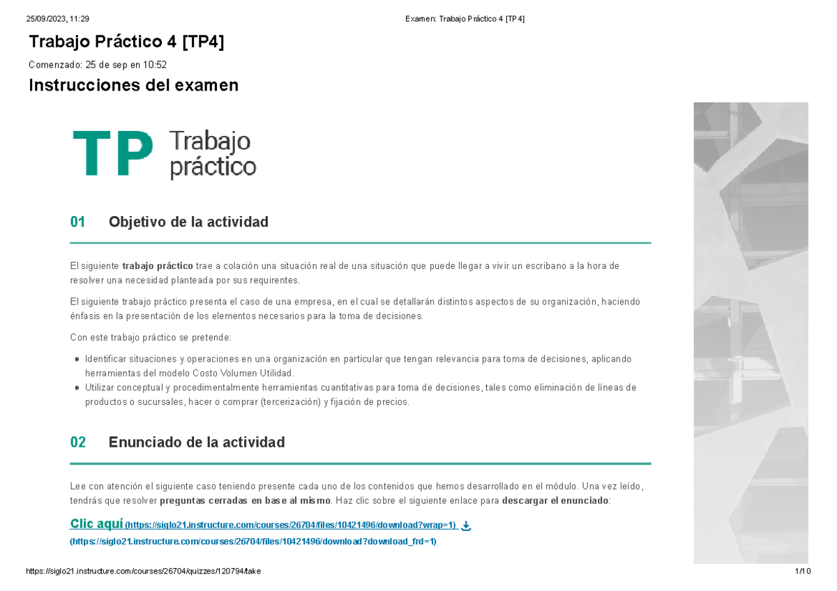 [TP4] Contabilidad de Costos 95% - Trabajo Práctico 4 [TP4] Comenzado: 25 de sep en 10: - Studocu
