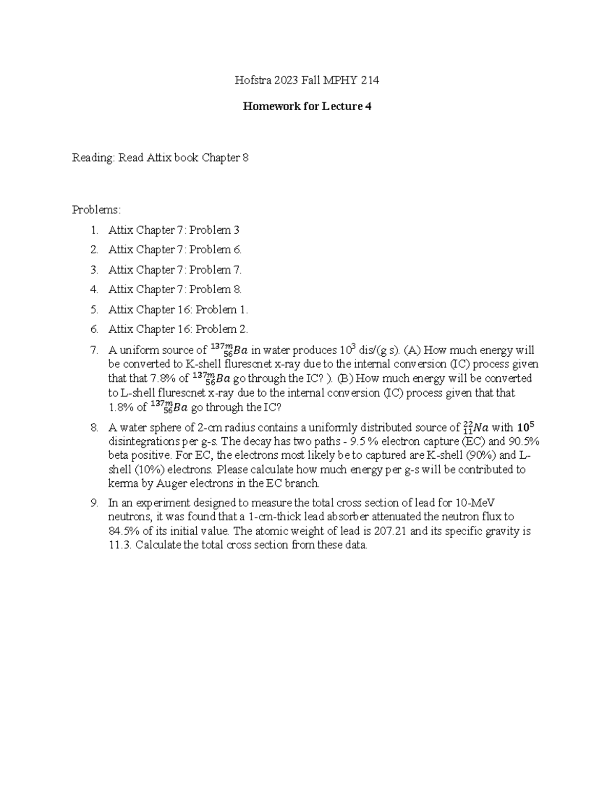Lecture 04 Homework - Hofstra 2023 Fall MPHY 214 Homework for Lecture 4 ...