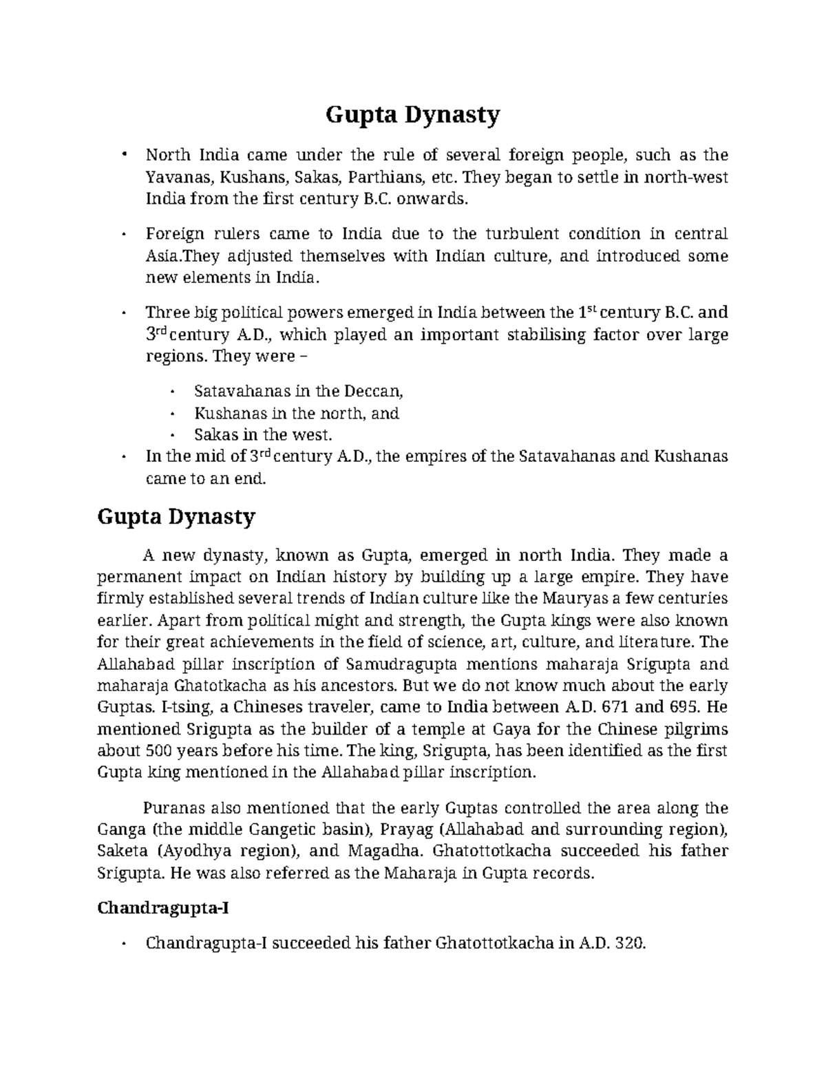 The Guptas and Vakatakas-print - Gupta Dynasty North India came under ...