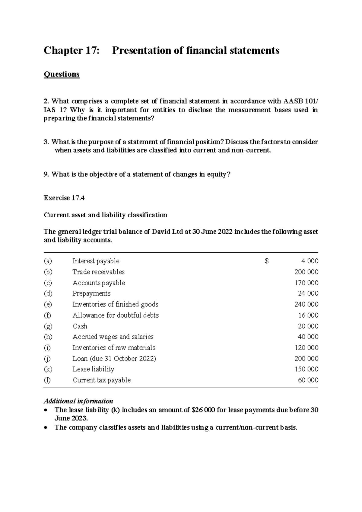 Mod 7 - Tutorial Qs - Practice - Chapter 17: Presentation of financial ...