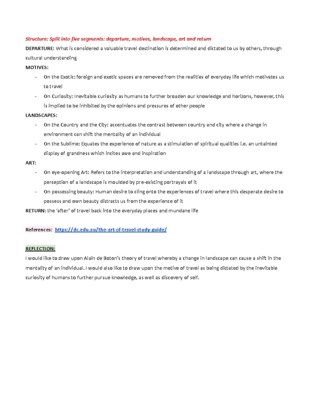 Untitled document (19) - Structure: Split into five segments: departure ...