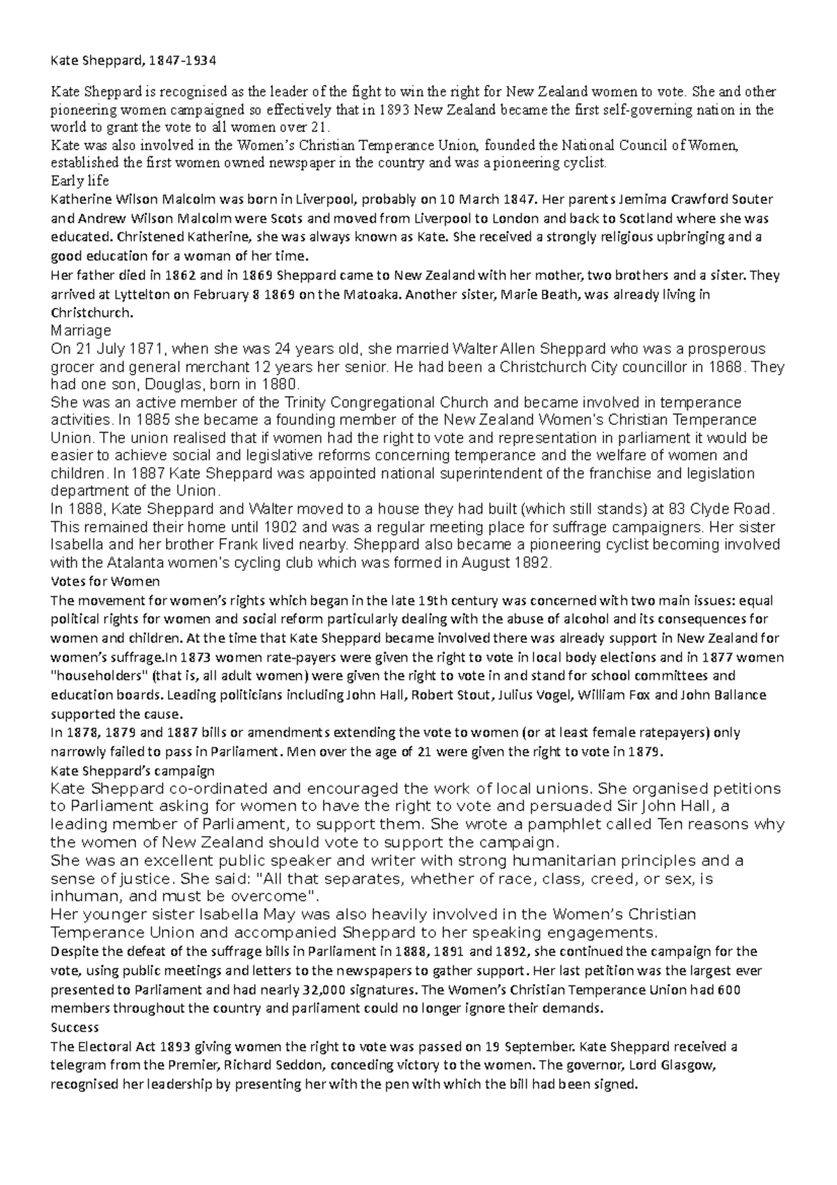 Kate Sheppard - She and other pioneering women campaigned so ...