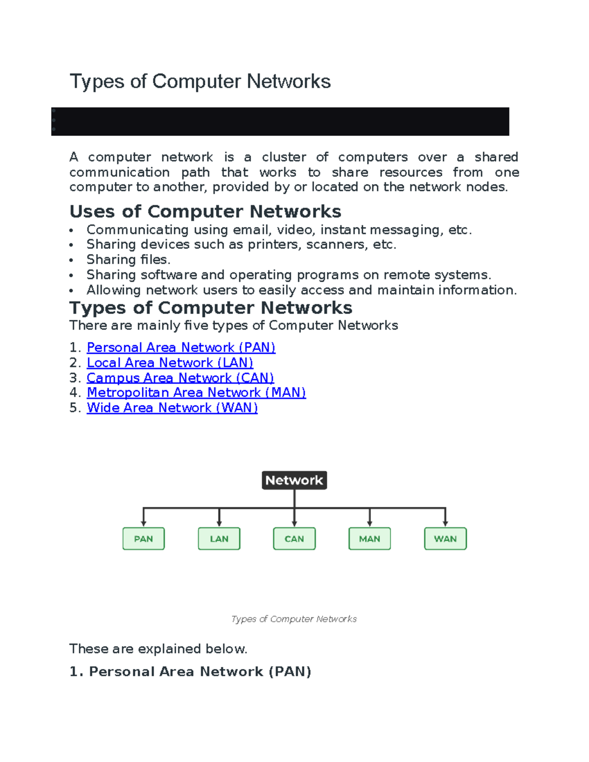 Types of Computer Networks - Types of Computer Networks A computer ...