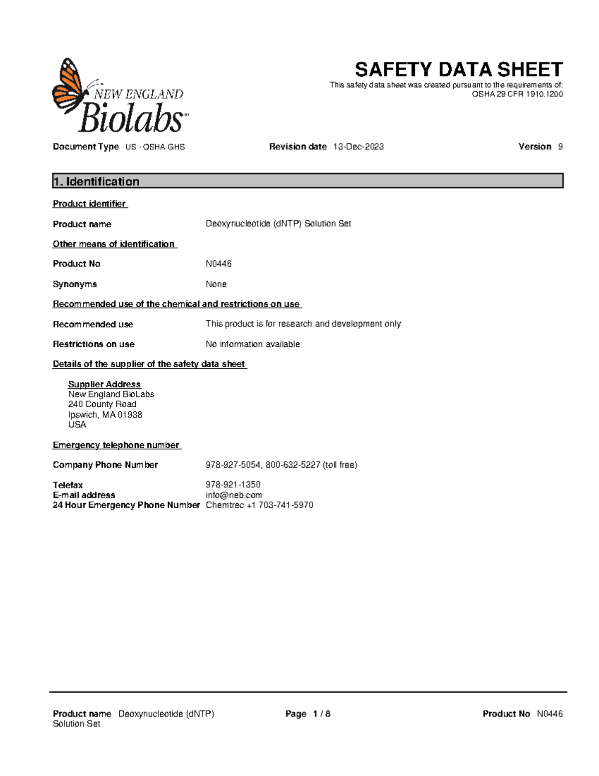 D NTPS msds - msds - SAFETY DATA SHEET This safety data sheet was ...