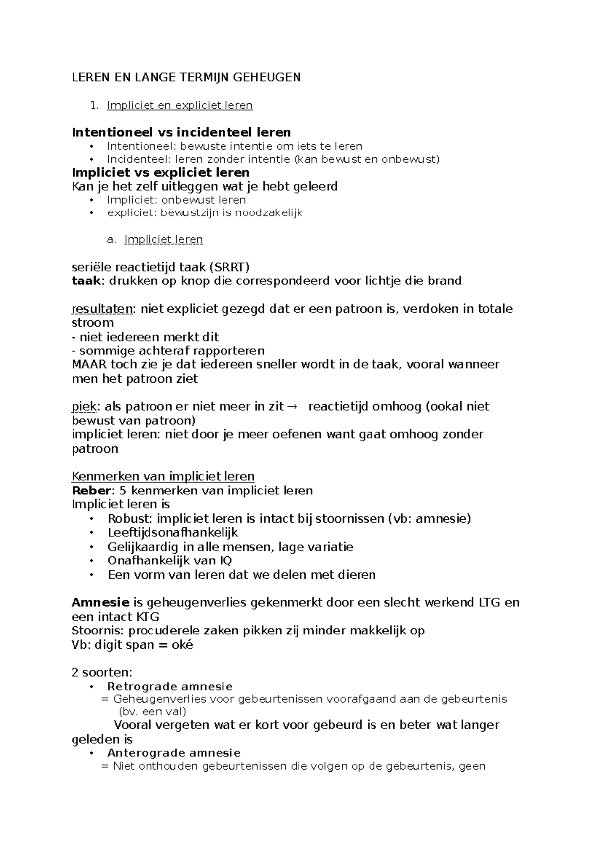Thema 6: leren en lange termijn geheugen - LEREN EN LANGE TERMIJN ...