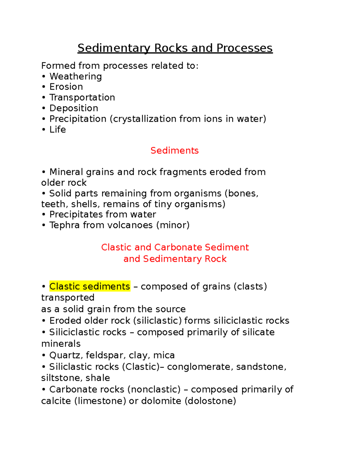Lab Sedimentary Rocks - Sedimentary Rocks and Processes Formed from ...