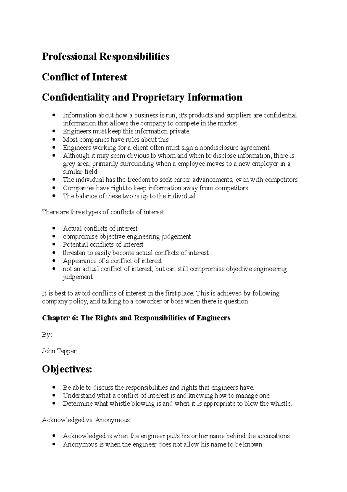 Professional Responsibilities - Professional Responsibilities Conflict ...