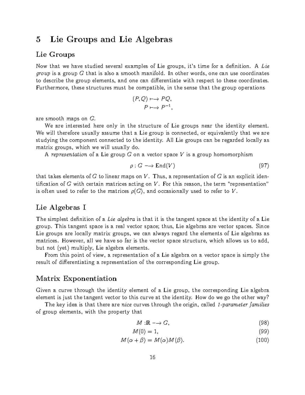 Notes 05 MTH 679 — Spring 2016 - 5 Lie Groups and Lie Algebras Lie ...