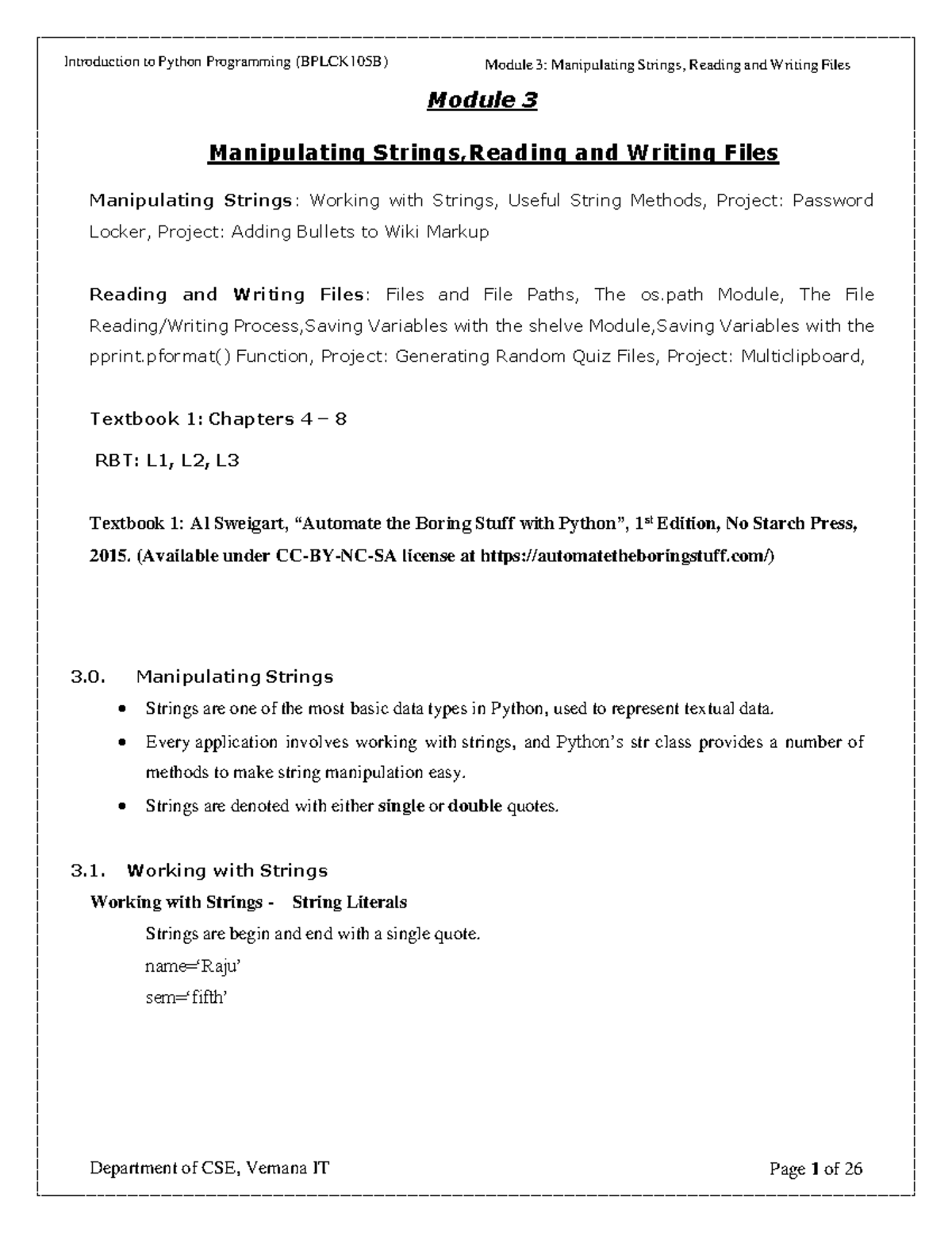 Module 3-notes - Department of CSE, Vemana IT Page 1 of 26 Module 3 ...