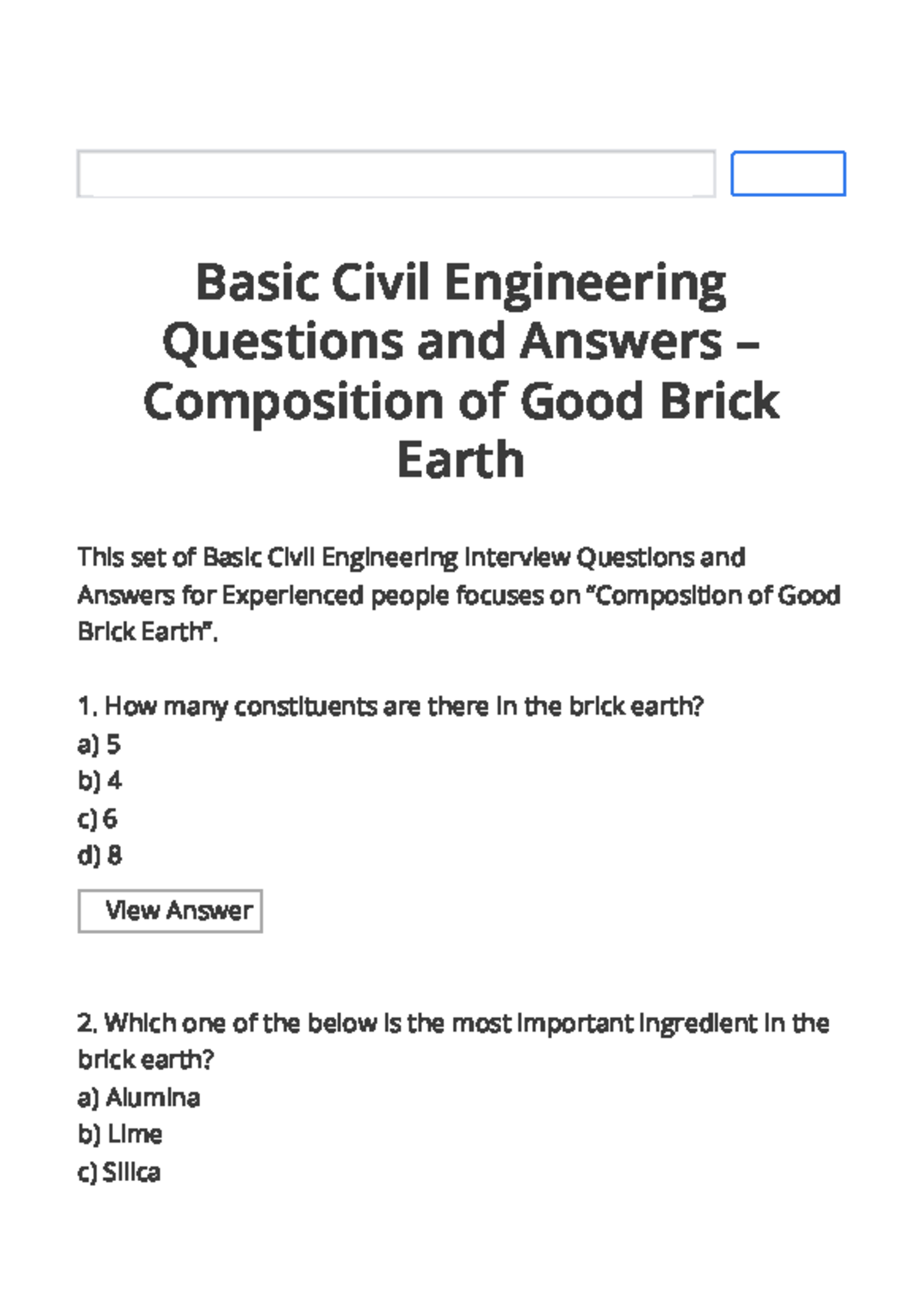 Civil Engineering Questions and Answers - How many constituents are ...
