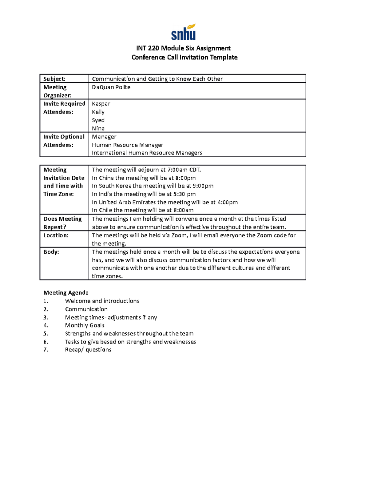 INT 220 Conference Call Invitation Template (1) - INT 220 Module Six ...