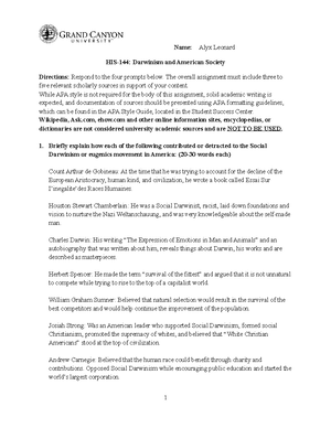 HIS-144.T-2.Darwinism and American Society - College of Humanities and ...