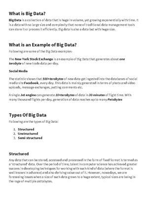 Big data - ch 4 - Summary Big Data - NoSQL ####### NoSQL originally ...