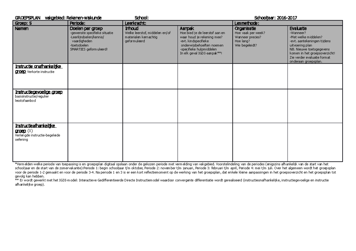 Format-Groepsplan - format groepsplan - GROEPSPLAN vakgebied: Rekenen ...