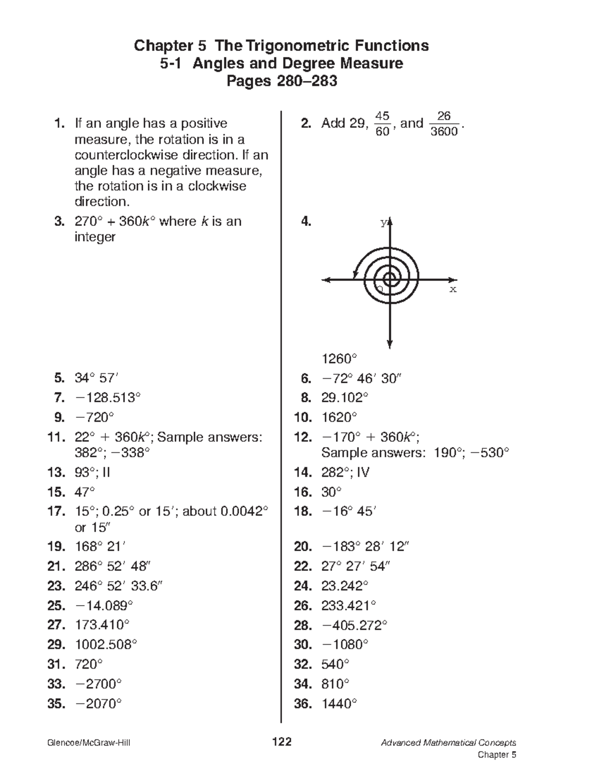 Chapter 5 Pre-Calculus work - Glencoe/McGraw-Hill 122 Advanced ...