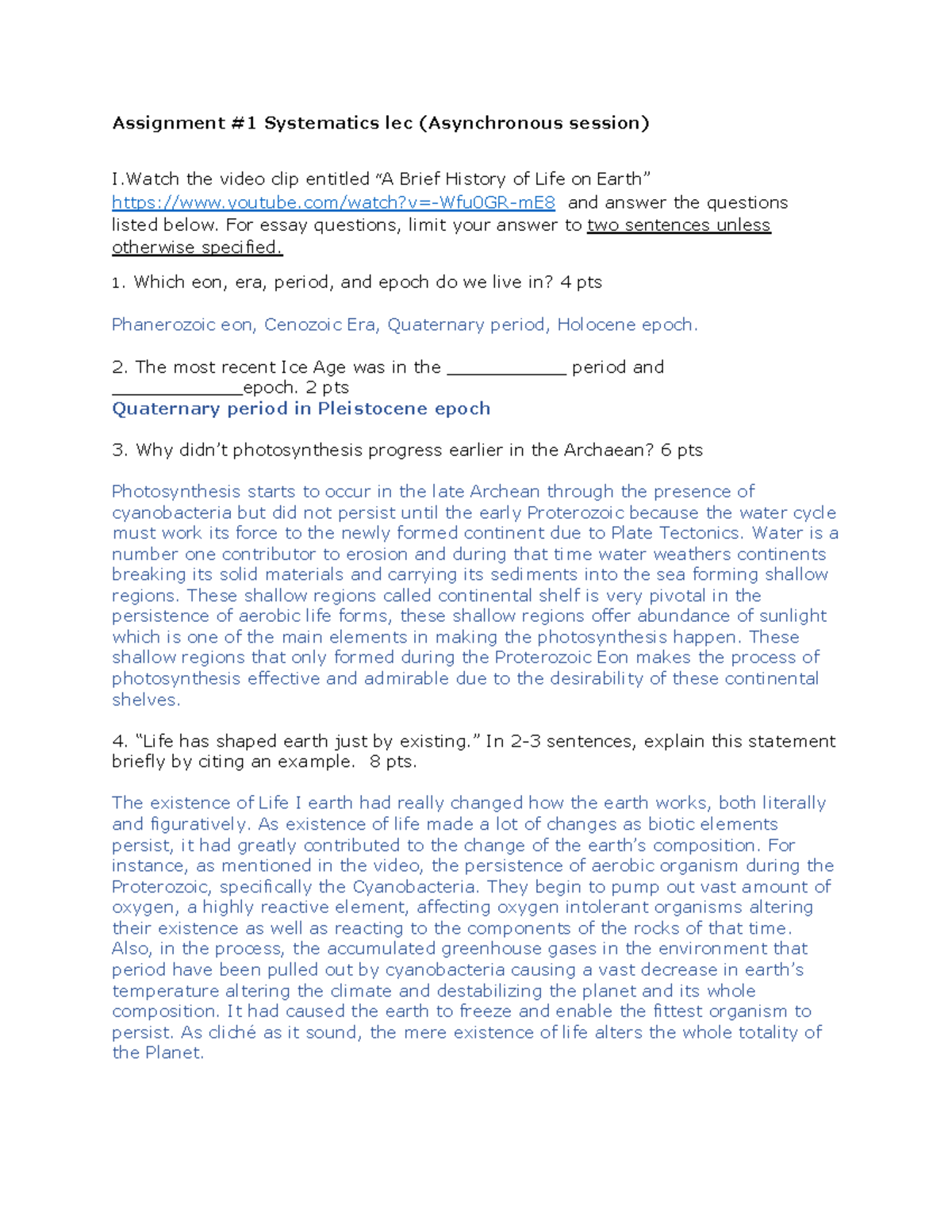 Bornea -Assignment 1 Systematics lec - Assignment #1 Systematics lec (Asynchronous session) I ...