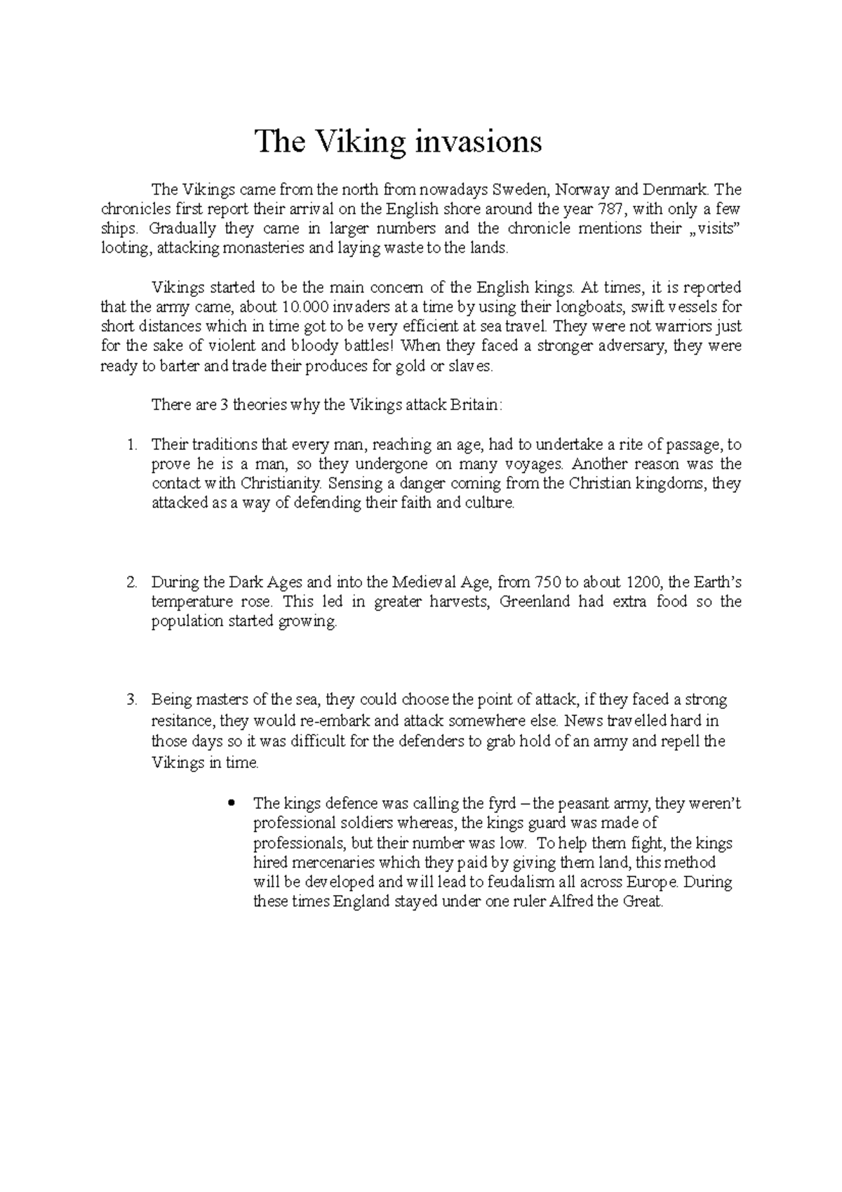 The Viking invasions - Lecture notes 12 - The Viking invasions The ...