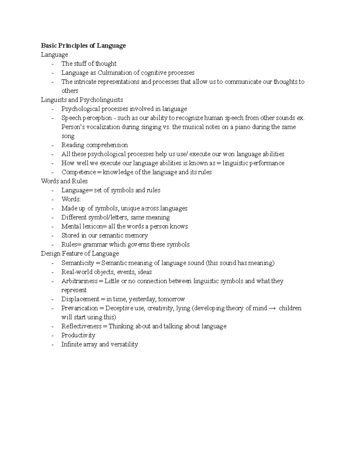 BIG DOC - Comprehensive lecture notes - Basic Principles of Language ...
