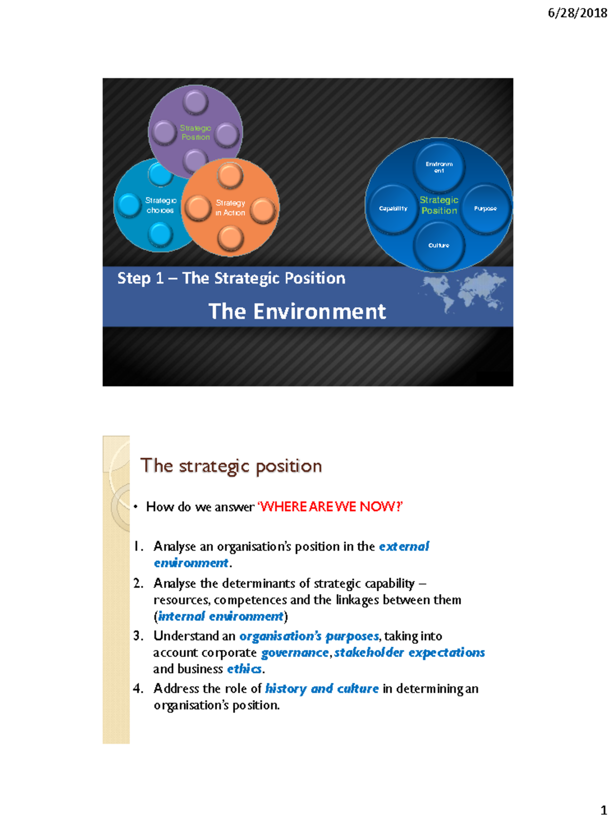 2. The strategic Position - Strategic Position Environm ent Strategic ...