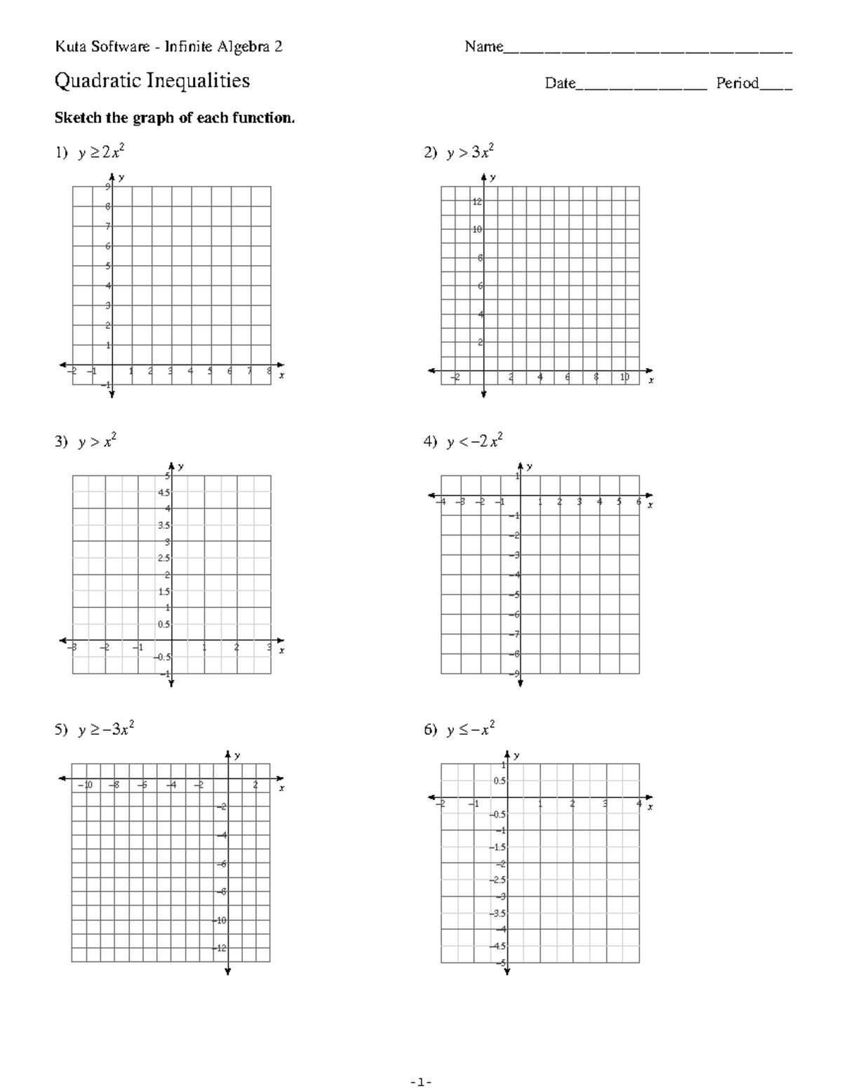 Quadratic Inequalities - ©e S 29 0F1c 2j 9 Kzui t J aX S SNoc fUt gwXaT ...