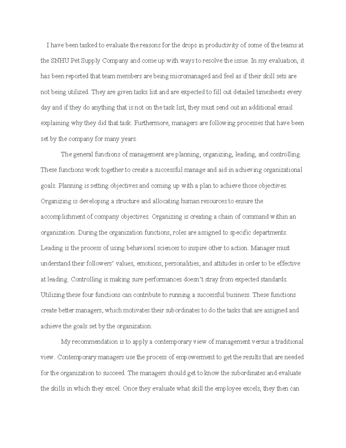 BUS210 Module 2 Assignment - I have been tasked to evaluate the reasons ...