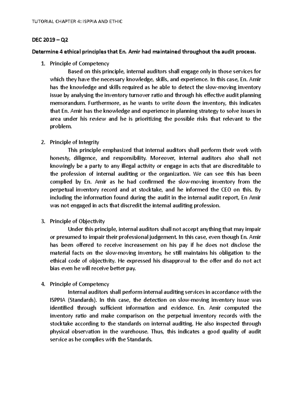 Tutorial CHP 4 - TUTORIAL CHAPTER 4: ISPPIA AND ETHIC DEC 2019 – Q ...