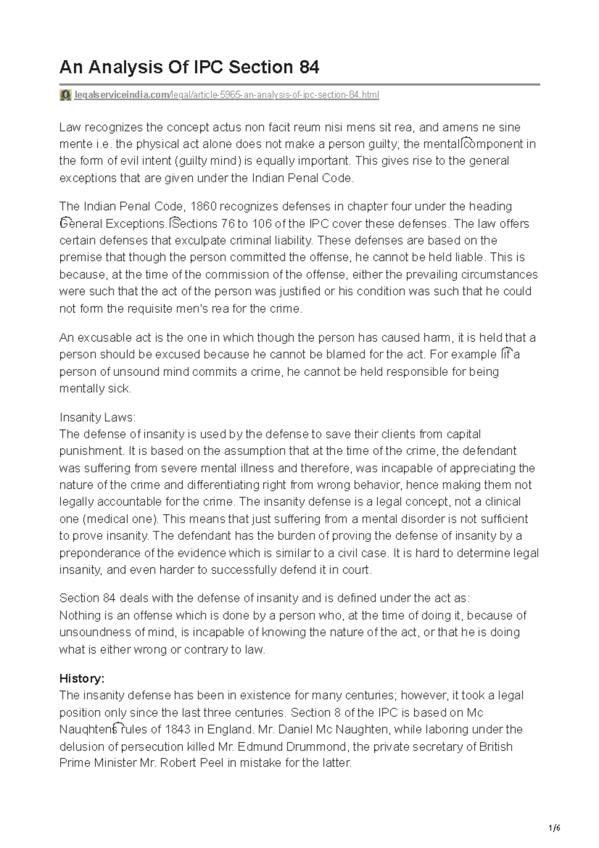 Legalserviceindia.com-An Analysis Of IPC Section 84 - An Analysis Of ...