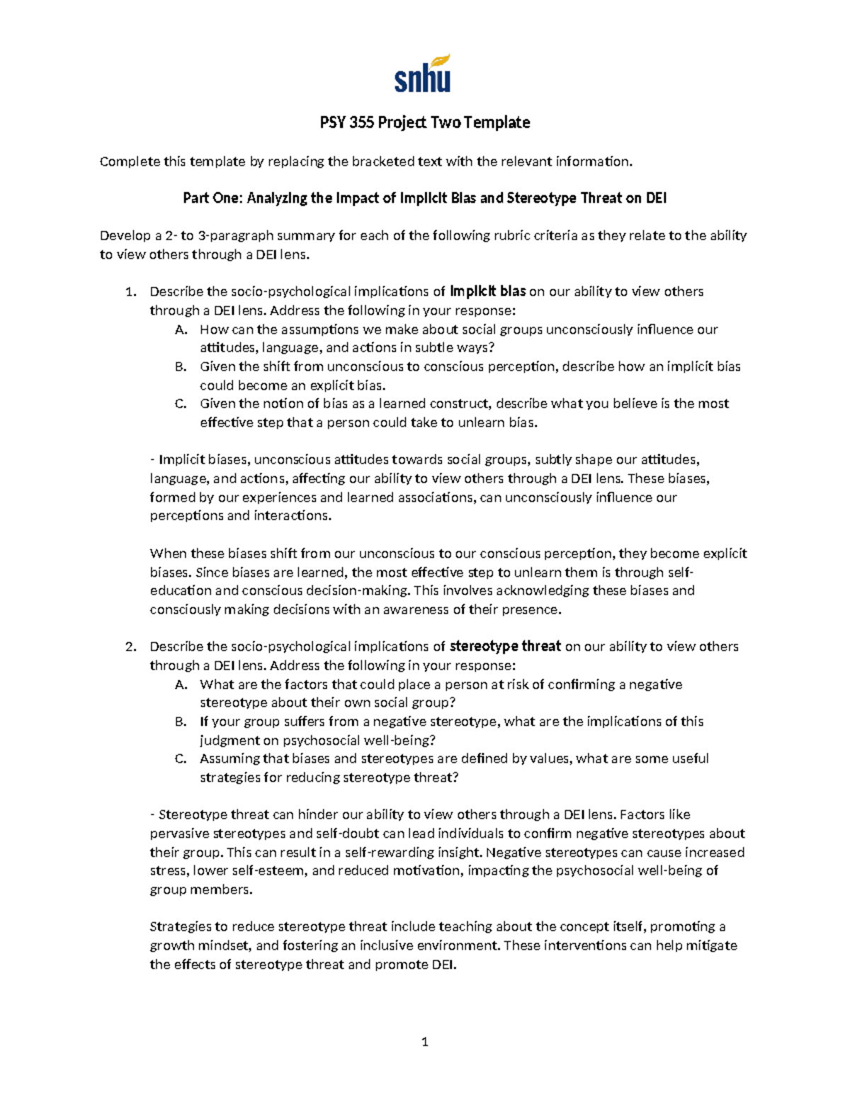 PSY 355 Project Two Template - PSY 355 Project Two Template Complete ...