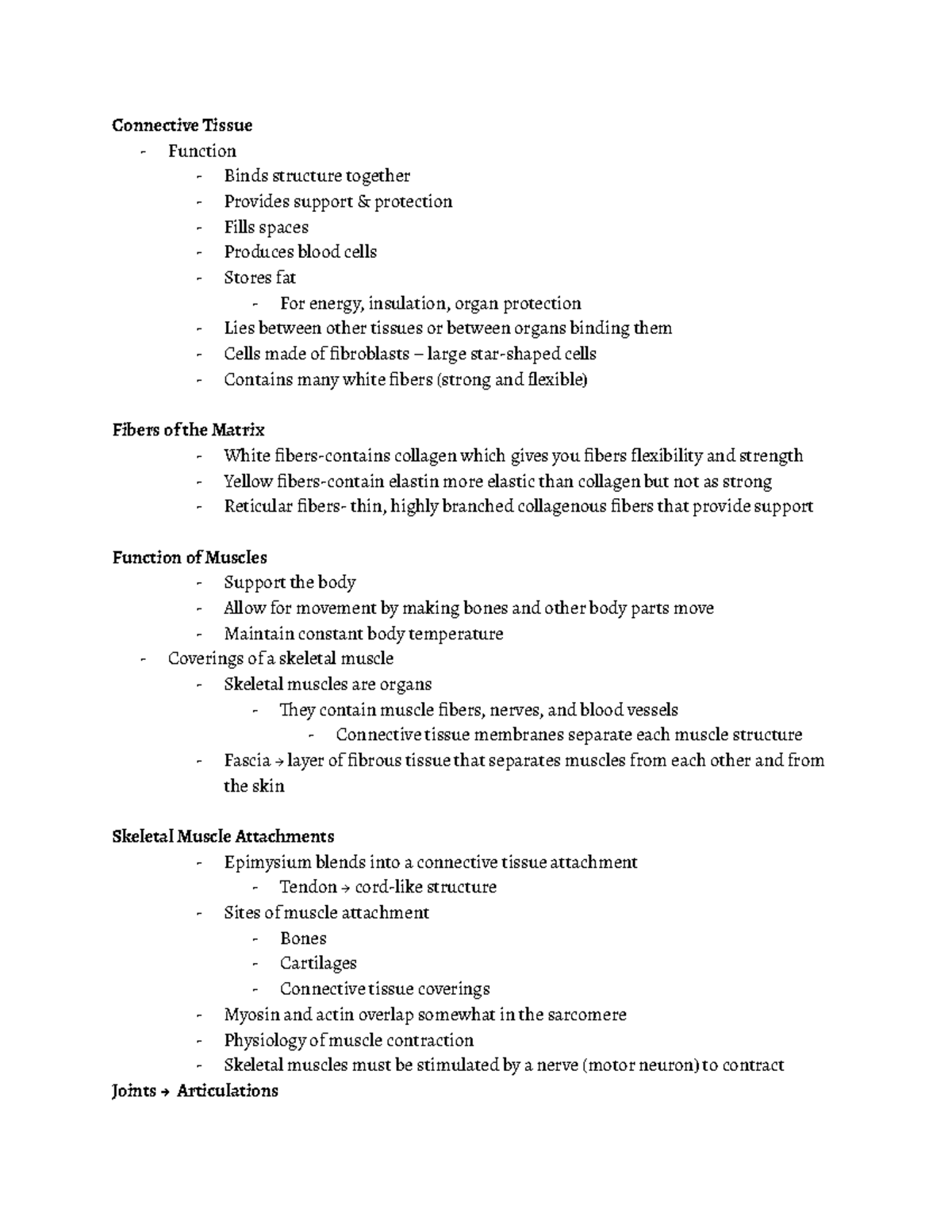 Anatomy Notes - Ligaments, Bones, Tendons, Joints - Connective Tissue ...