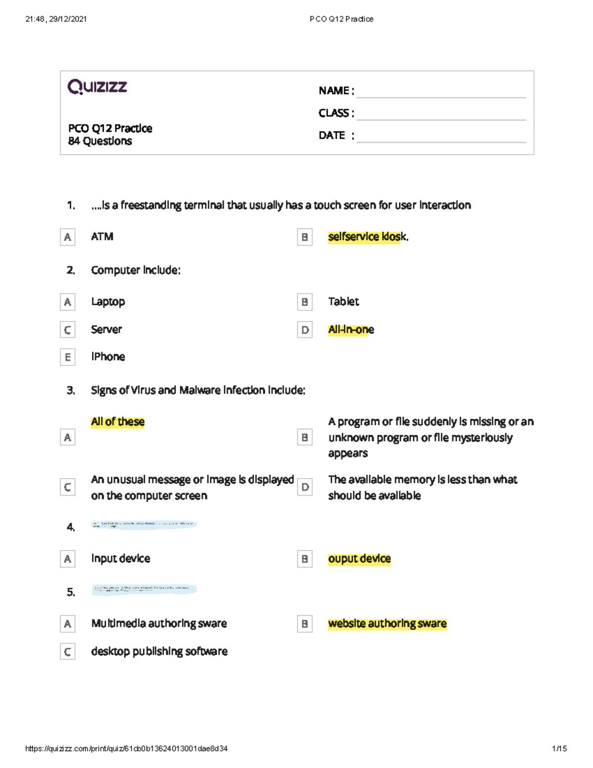 PCO-Q12-Practice - PCO - PCO 84 Questions Q12 Practice NAME : CLASS ...
