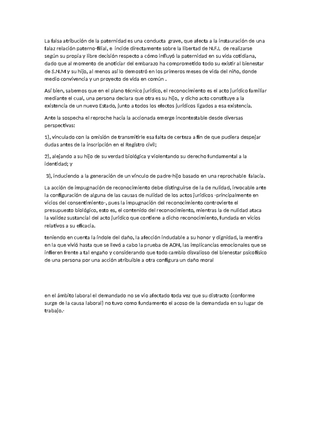 La falsa atribución de la paternidad es una conducta grave - F de ...