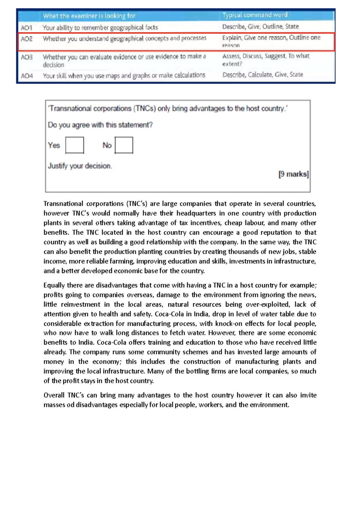 Transnational corporations - The TNC located in the host country can ...