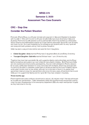 Sample case study 1 - Case Study- Introduction Clinical reasoning plays ...