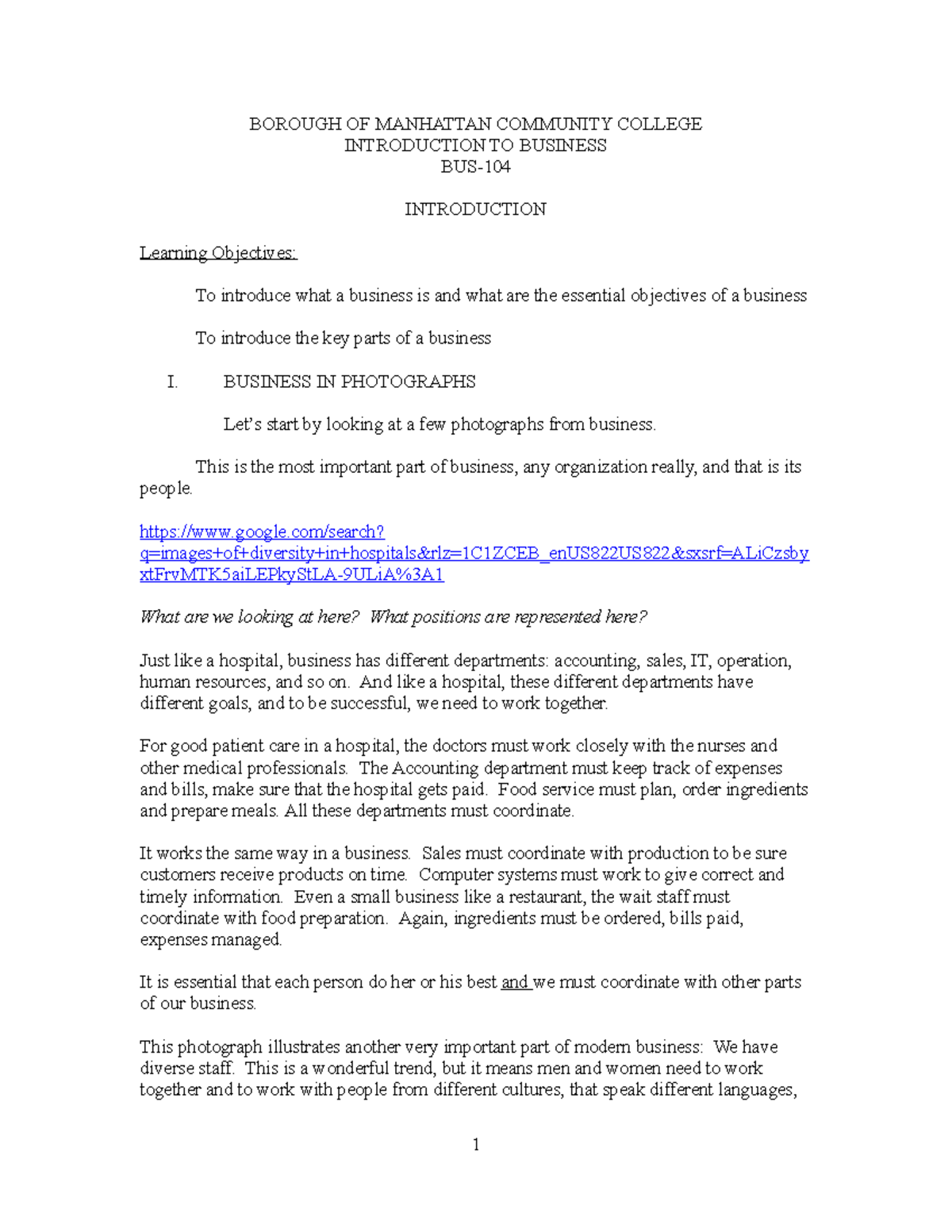 Introduction to Business - BOROUGH OF MANHATTAN COMMUNITY COLLEGE ...